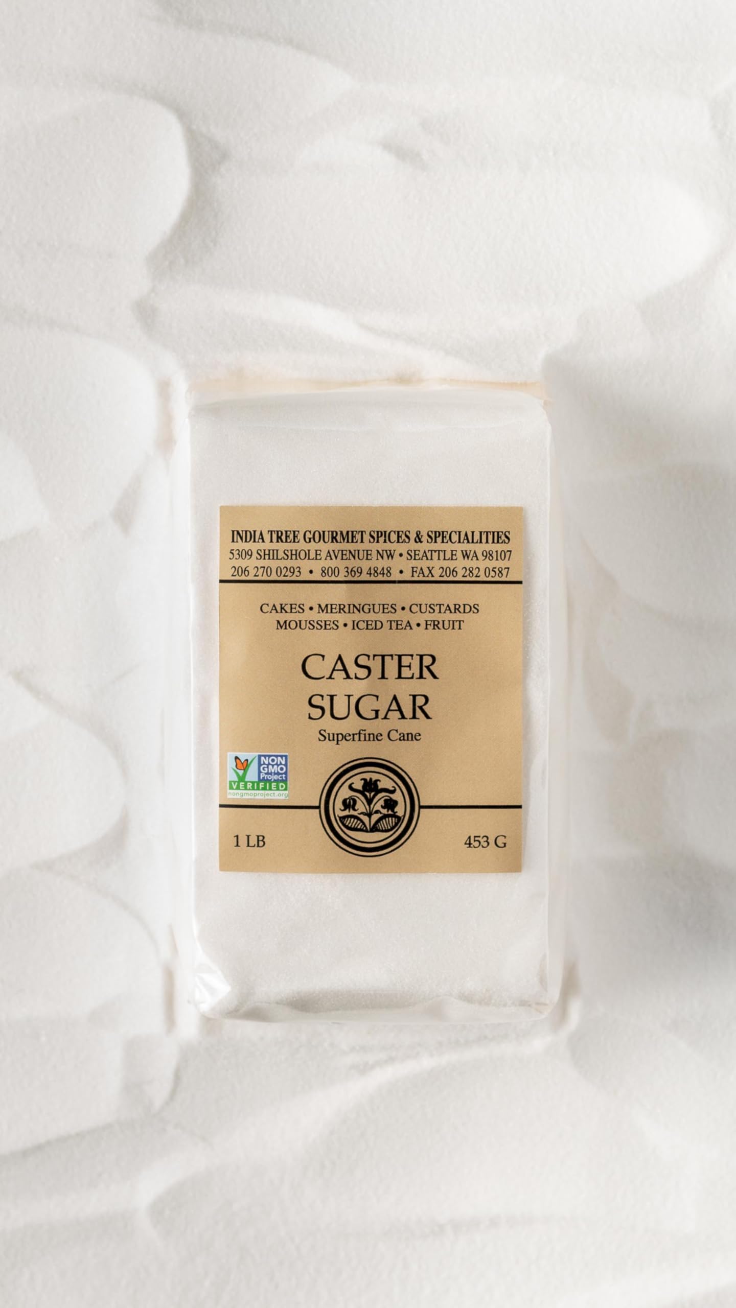 India Tree Superfine Caster Sugar, 1.75 Pound, Fine Sugar for Cakes, Meringues, Custards, Mouses, Iced Tea & Fruit