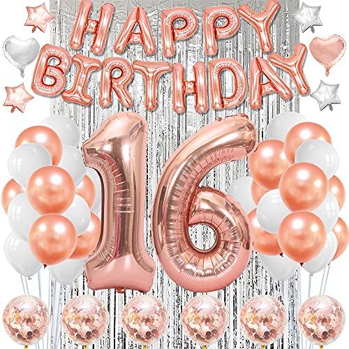 NORTHERN BROTHERS 16th Birthday Decorations for Her, Sweet 16 Birthday Balloons Rose Gold 16 Birthday Party Decorations for Women Happy 16th Birthday Gifts for Girls