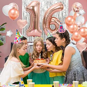 NORTHERN BROTHERS 16th Birthday Decorations for Her, Sweet 16 Birthday Balloons Rose Gold 16 Birthday Party Decorations for Women Happy 16th Birthday Gifts for Girls