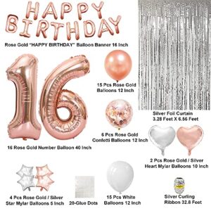 NORTHERN BROTHERS 16th Birthday Decorations for Her, Sweet 16 Birthday Balloons Rose Gold 16 Birthday Party Decorations for Women Happy 16th Birthday Gifts for Girls