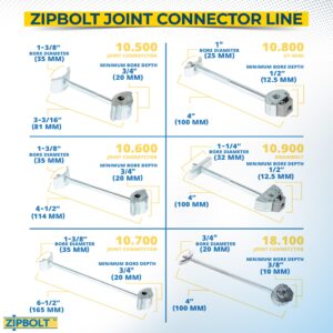 Zipbolt 10.800 Countertop Miter Connector — 5 Piece Joint Fastener Drawbolt Pack with 5mm Hex Bit for Joining Countertops, Butcher Blocks, Furniture, and More - Single-Handed Tightening