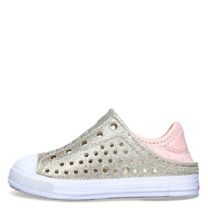 skechers girl's foamies guzman steps - glitter mist sneaker, champagne, 2 big kid