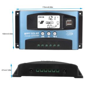 Charge Board Controller, MPPT 40/50/60/100A Solar Charge Controller Dual USB LCD Display 12V 24V (60A)