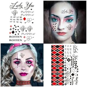 5 Large-size Sheets Halloween Temporary Tattoos Joker Tattoos, Fake Tattoo Stickers - Perfect for Halloween, Parties, Cosplay and Costumes (11.8 * 7.9 inch)