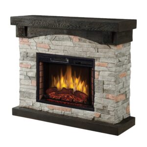 muskoka 42" sable mills grey faux stone mantel electric fireplace