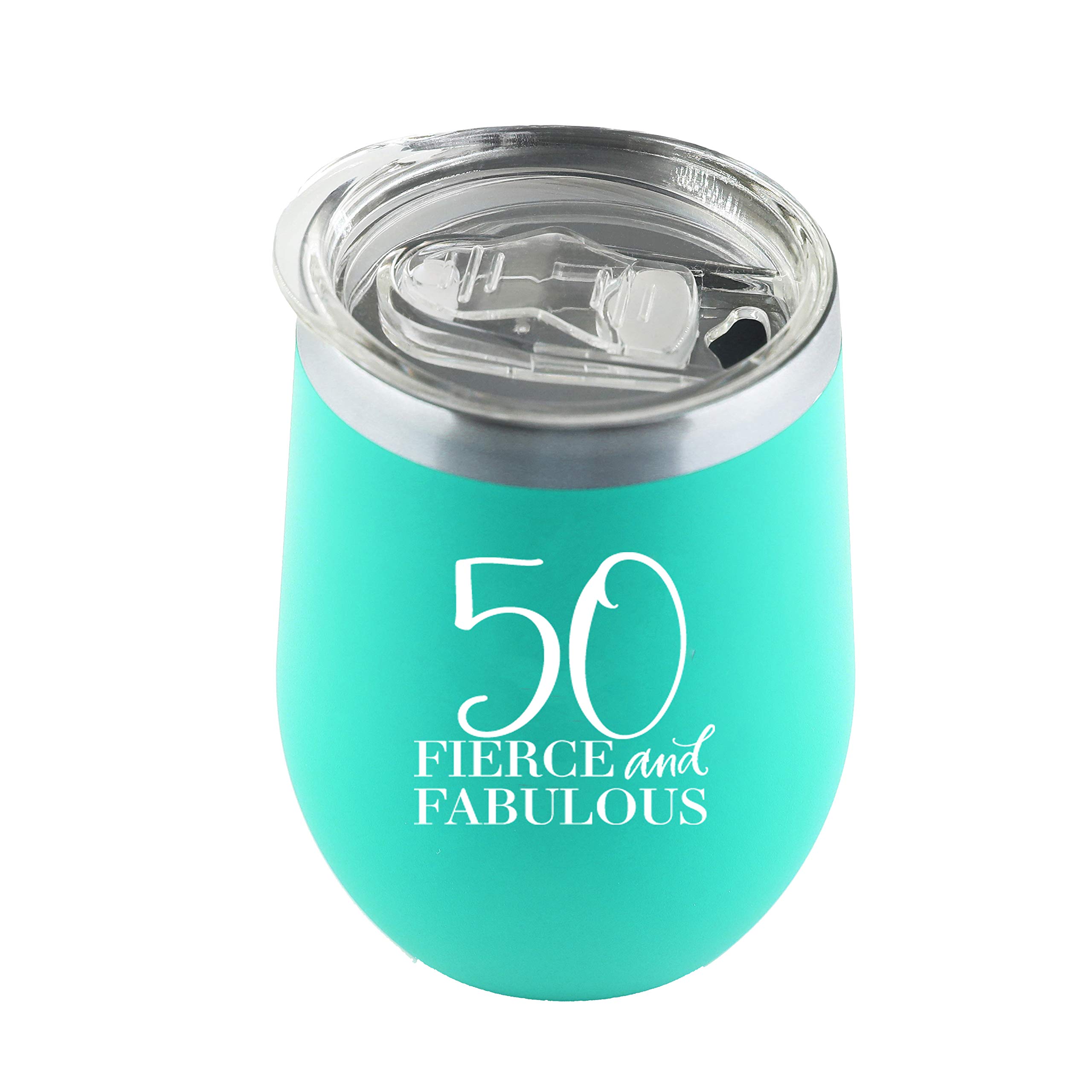 50th Birthday Funny Wine Gifts for Women, 12 oz Stainless Steel Wine Tumbler with Lid, Insulated Wine Glass for 50, Milestone Birthday Gift for Her, Presents for Turning Fifty and Fabulous, Travel Cup