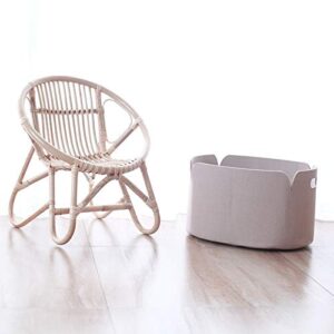 Foldable Storage Basket Bin Drawers Nature Felt Fabric with Handles for Home Office Bedroom Clothes DVD Books Cloest Organizer Strong&Large Size (Beige)