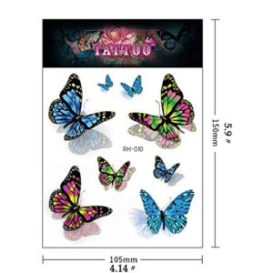 Ooopsi Butterfly Tattoos for Kids Womens - 110 Pcs 3D Tattoos, Colorful Body Art Temporary Tattoos, Butterfly Party Favors