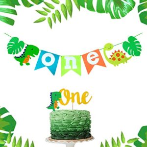 laventy set of 2 dinosaur first birthday banner dinosaur one cake topper dinosaur 1st birthday high chair banner dinosaur birthday party decoration