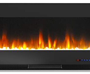 Cambridge Slate Blue Somerset 70 Electric Fireplace TV Stand with Multi-Color LED Flames, Crystal Rock Display, and Remote Control