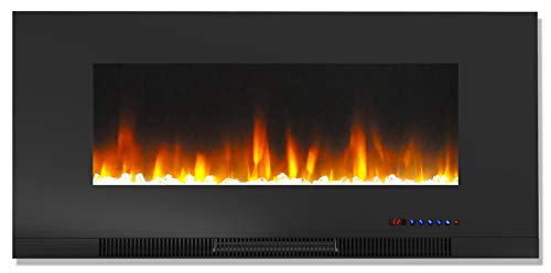 Cambridge Slate Blue Somerset 70 Electric Fireplace TV Stand with Multi-Color LED Flames, Crystal Rock Display, and Remote Control