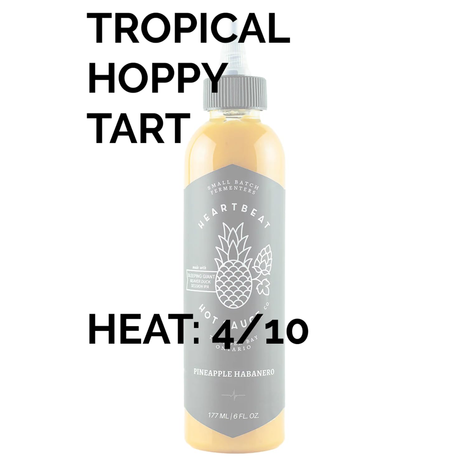 Heartbeat Hot Sauce- Pineapple Habanero, 6 oz- Small Batch & Handmade, Vegan, Preservative Free