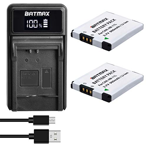 Batmax 2Pcs NB-11L NB-11LH Battery + USB LED Charger for Canon PowerShot A2300 is, A2400 is, A2500, A2600, A3400 is, A3500 is, A4000 is, ELPH 190 is, ELPH 180, 170 is, ELPH 160, 150 is, 140 is, 135 I