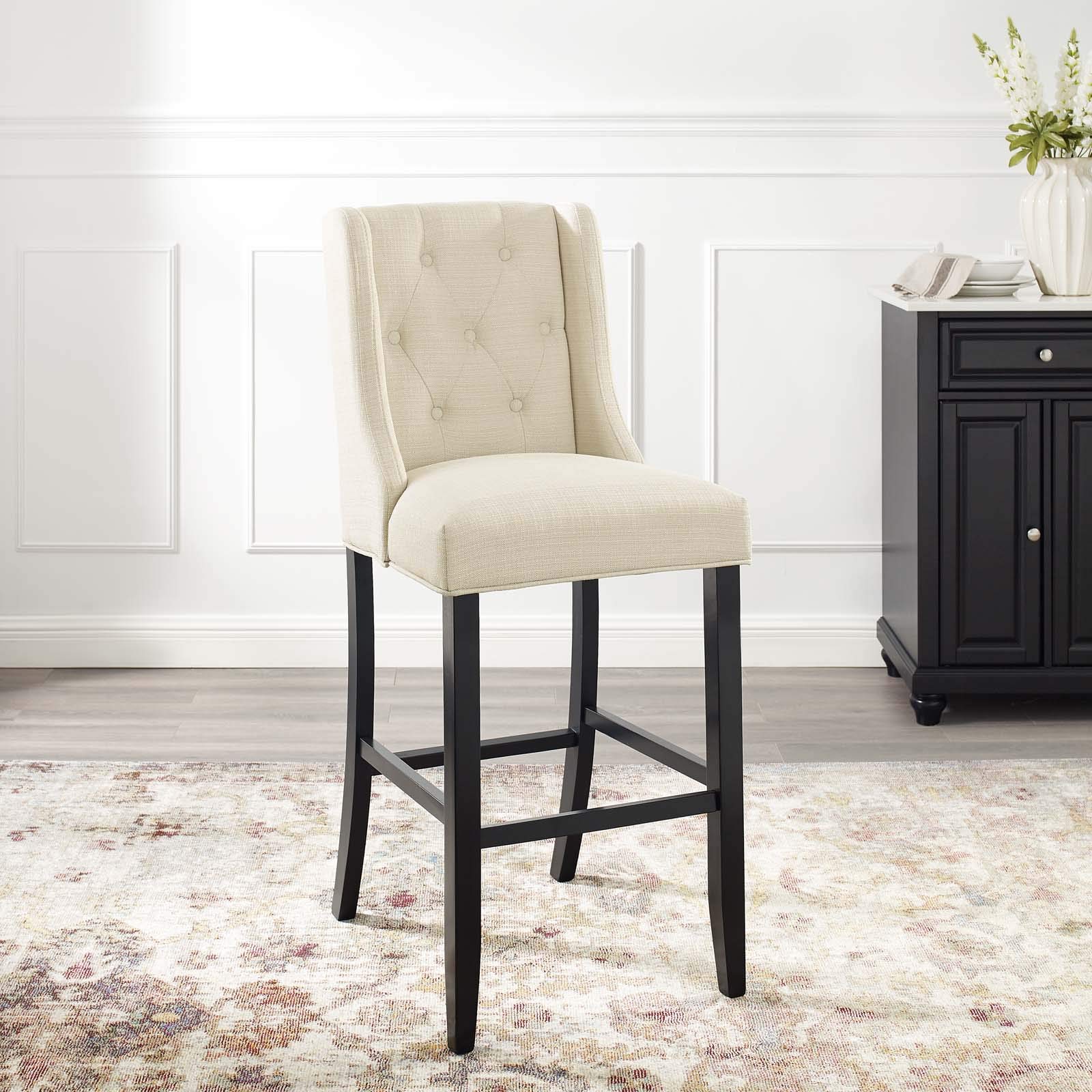 Modway Baronet Tufted Button Fabric Bar Stool, Beige