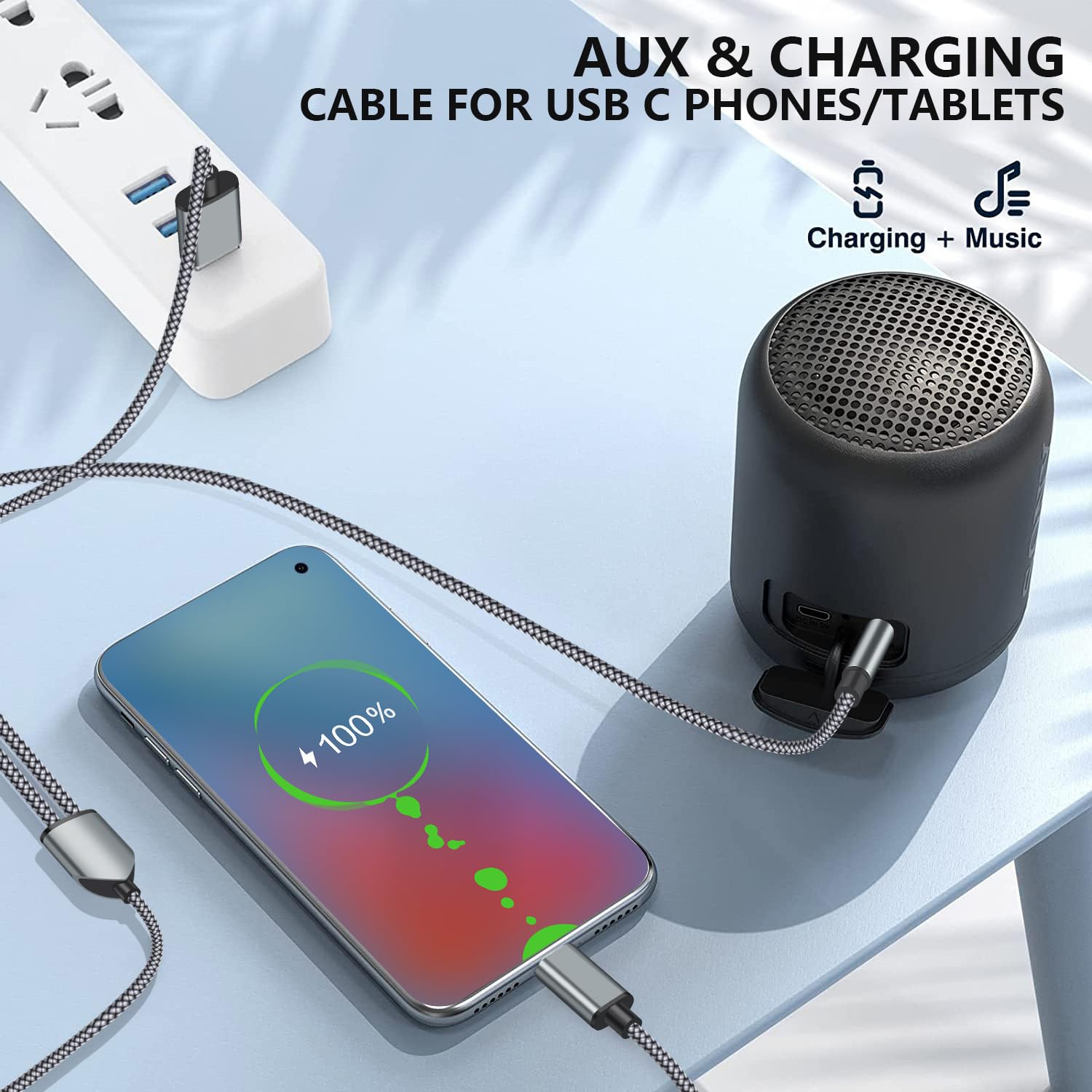 USB C to 3.5mm Aux Cable with Charger, 2 in 1 USB C to 3.5mm Headphone Car Stereo Aux Cable with PD 18W Charging Compatible with iPhone 15/15Pro, Galaxy S24 Ultra/S24/S23/S22/S21/S21FE, Pixel 8/7/6