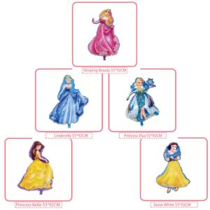 Yurnoet 5-pack Princess birthday party foil balloon girls Favorite princess birthday party supplies party decorations