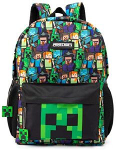 minecraft all over print kids black backpack boys school rucksack (one size)