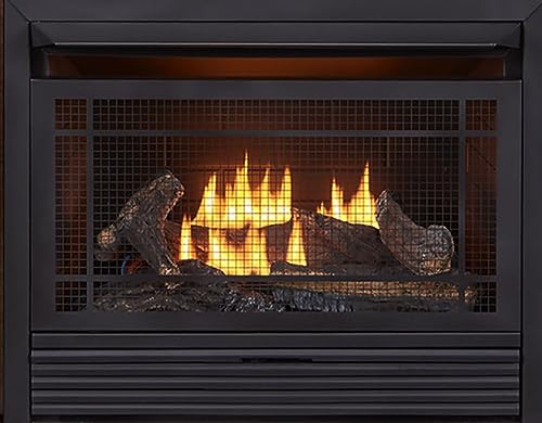 Duluth Forge Dual Fuel Ventless Gas Fireplace System with Mantle, Thermostat Control, 5 Fire Logs, Use with Natural Gas or Liquid Propane, 26000 BTU, Heats up to 1350 Sq. Ft., Gingerbread Finish