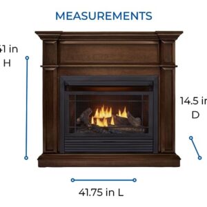 Duluth Forge Dual Fuel Ventless Gas Fireplace System with Mantle, Thermostat Control, 5 Fire Logs, Use with Natural Gas or Liquid Propane, 26000 BTU, Heats up to 1350 Sq. Ft., Gingerbread Finish