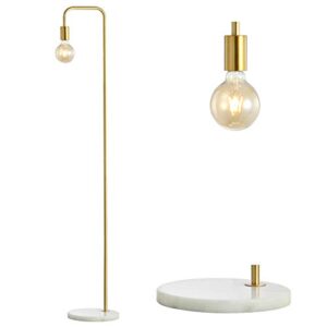 jonathan y jyl1095a vega 60" minimalist edison metal/marble floor lamp glam,transitional,modern,minimalist,midcentury,contemporary for bedrooms, living room, office, reading, gold