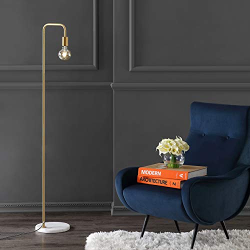 JONATHAN Y JYL1095A Vega 60" Minimalist Edison Metal/Marble Floor Lamp Glam,Transitional,Modern,Minimalist,Midcentury,Contemporary for Bedrooms, Living Room, Office, Reading, Gold