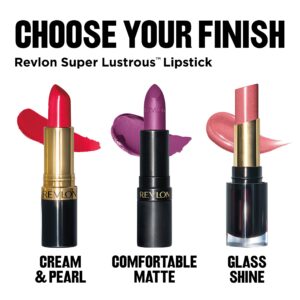 Revlon Super Lustrous Glass Shine Lipstick, Flawless Moisturizing Lip Color with Aloe, Hyaluronic Acid and Rose Quartz, Black Cherry (012), 0.15 oz