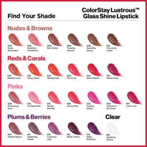 Revlon Super Lustrous Glass Shine Lipstick, Flawless Moisturizing Lip Color with Aloe, Hyaluronic Acid and Rose Quartz, Black Cherry (012), 0.15 oz