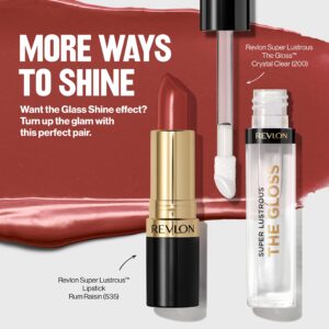 Revlon Super Lustrous Glass Shine Lipstick, Flawless Moisturizing Lip Color with Aloe, Hyaluronic Acid and Rose Quartz, Black Cherry (012), 0.15 oz