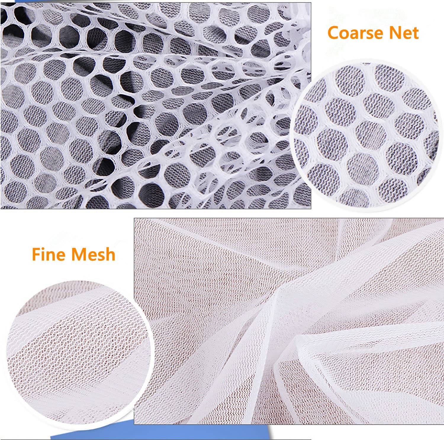 ARZASGO Mesh Laundry Bags, Pack of 4 Durable Drawstring Laundry Washing Bags for Delicates, Garments, Lingerie, Socks, Bras and Baby Clothes (Coarse&Fine Mesh)