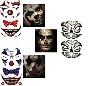 halloween realistic temporary costume make up face metallic tattoo kit men or women - (mermaid) - 2 kits