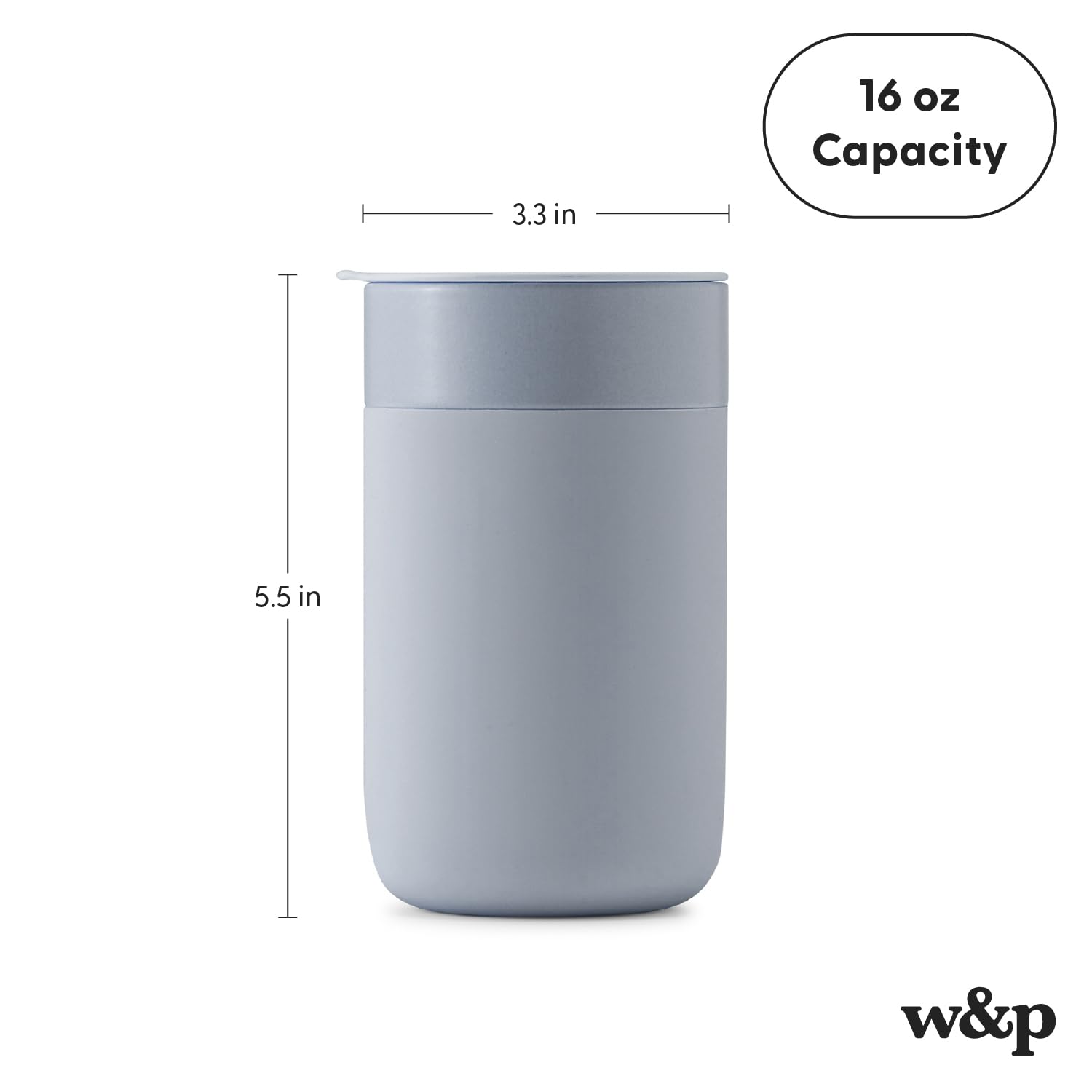 W&P Porter Ceramic Mug w/ Protective Silicone Sleeve, Cream 16 Ounces | On-the-Go | Reusable Cup for Coffee or Tea | Portable | Dishwasher Safe