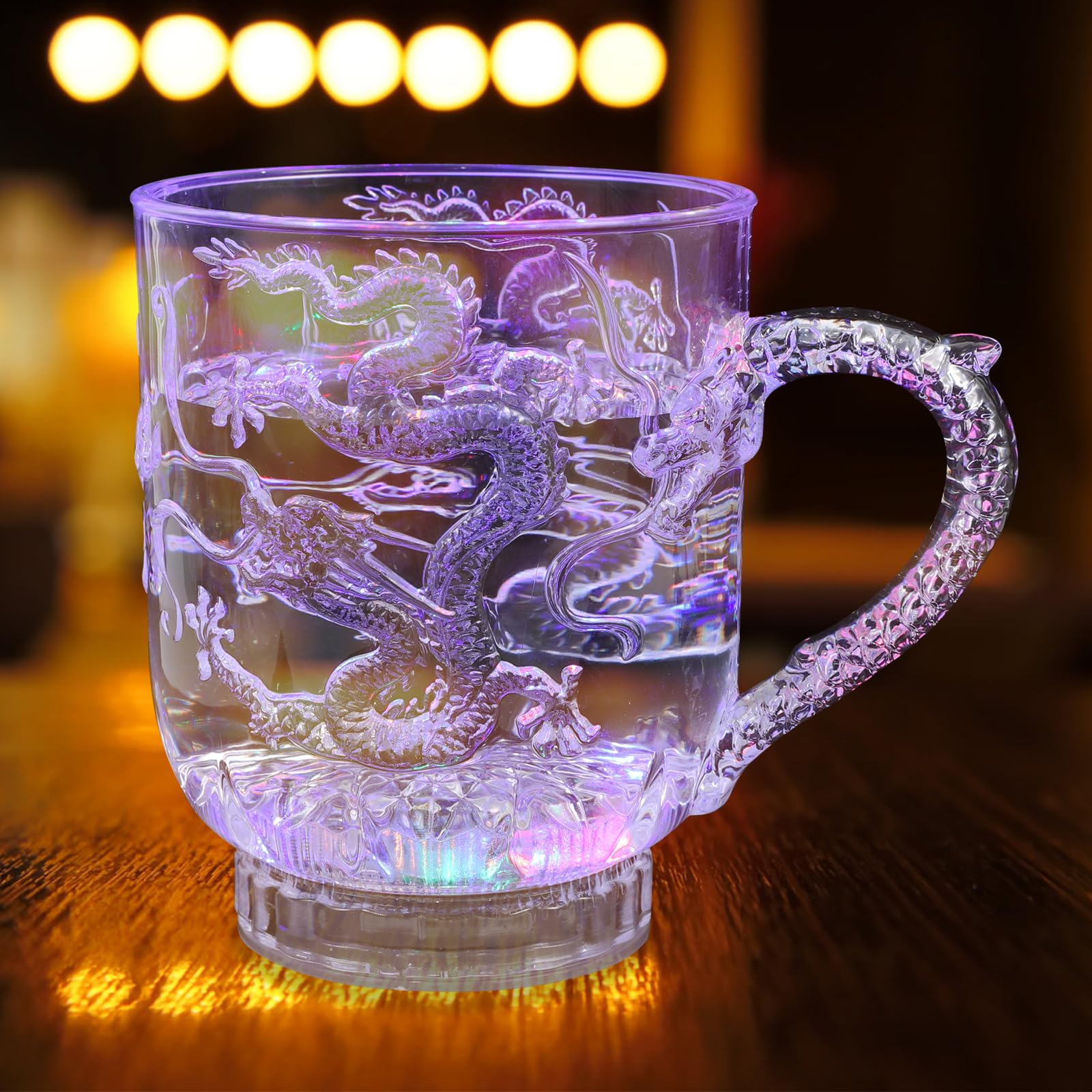 IMIKEYA 3D Dragon Embossed Cup, LED Flash Mug Coffee Beer Whisky Cup for Bar Club Home Dragon Collectible Gift