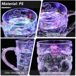 IMIKEYA 3D Dragon Embossed Cup, LED Flash Mug Coffee Beer Whisky Cup for Bar Club Home Dragon Collectible Gift