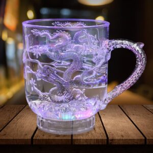 IMIKEYA 3D Dragon Embossed Cup, LED Flash Mug Coffee Beer Whisky Cup for Bar Club Home Dragon Collectible Gift