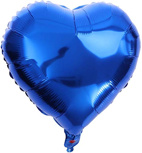 CozofLuv 25Pcs 18 Inch Blue Heart Balloons Helium Balloons Blue Heart Balloons Foil Blue Foil Balloons Heart Blue Birthday Decorations Blue Balloons