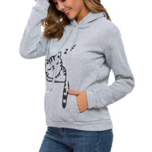 RGOSME Pullover Sweatshirts for Women Kawaii Cat hoodie Kawayii Hoodies for Girls 10-12 (Grey,XS)