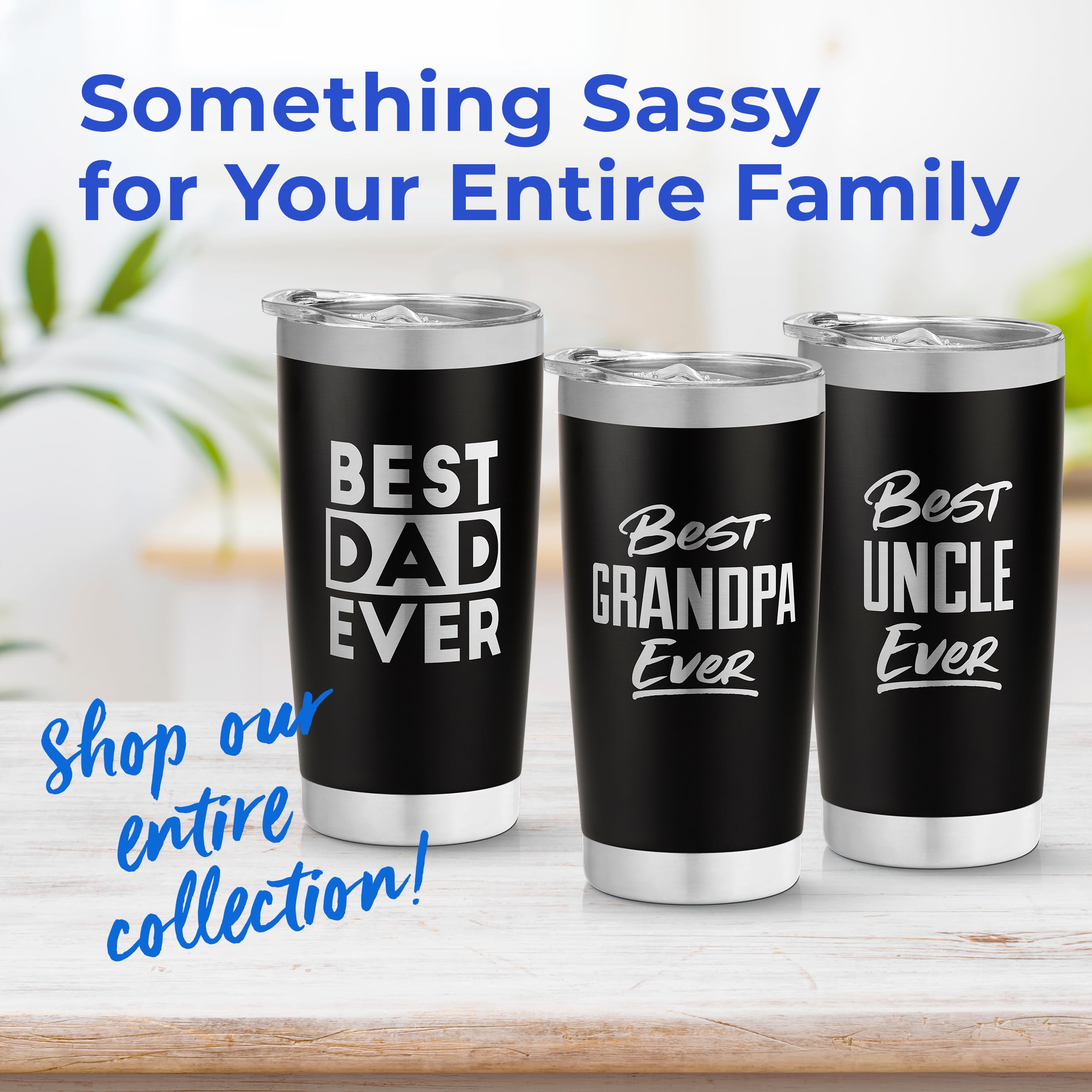 SassyCups Best Grandpa Ever Tumbler - For Grandpa - Best Grandpa Gifts - Personalized Vacuum Insulated Coffee Tumbler Cup - Stainless Steel Travel Mug With Lid - Grandpa