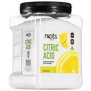 roots circle all-natural citric acid | 1 pack - 1.87 pounds | kosher for passover | food-grade flavor enhancer, household cleaner & preservative | for skincare, cooking, baking, bath bombs