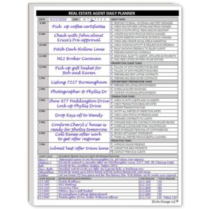 real estate agent supplies - daily planner task list notepad. simple one page document with calendar, task lists, call and mileage log. keep organized & focused on selling real estate. 8.5 x 11