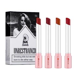 matte cigarette lipstick pack set, 4 colors red moisturizer smooth lip stick, long lasting waterproof liquid lipstick, women make up velvet cosmetic lipsticks