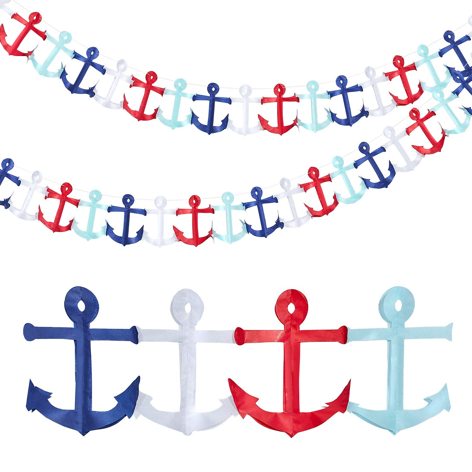 65Ft Nautical Garland Nautical Birthday Party Decorations Nautical Party Themed Hanging Garland Garland Banner for Birthday Baby Shower Party Decoration (2 Pieces)