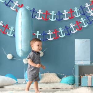 65Ft Nautical Garland Nautical Birthday Party Decorations Nautical Party Themed Hanging Garland Garland Banner for Birthday Baby Shower Party Decoration (2 Pieces)