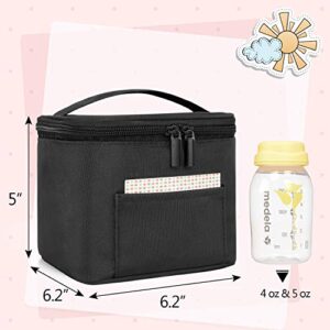 Teamoy Breastmilk Cooler Bag, Baby Bottles Bag for up to 4 Large 5 Ounce Bottles Without Nipple, Perfect for for Working Mom Mother, (Bag ONLY), Black