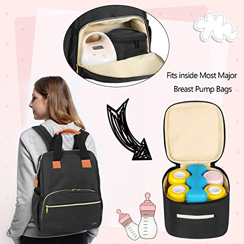 Teamoy Breastmilk Cooler Bag, Baby Bottles Bag for up to 4 Large 5 Ounce Bottles Without Nipple, Perfect for for Working Mom Mother, (Bag ONLY), Black