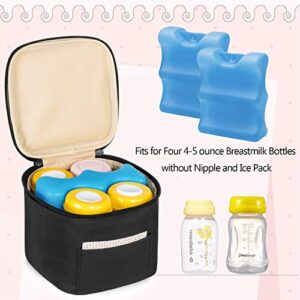 Teamoy Breastmilk Cooler Bag, Baby Bottles Bag for up to 4 Large 5 Ounce Bottles Without Nipple, Perfect for for Working Mom Mother, (Bag ONLY), Black