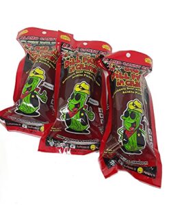 alamo candy big tex dill pickle in chamoy - three pickles - individually wrapped - made in san antonio, texas - large pickles