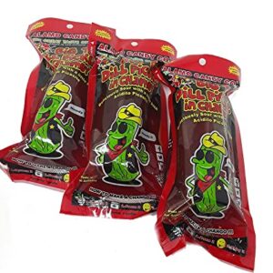 Alamo Candy Big Tex Dill Pickle In Chamoy - Three Pickles - Individually Wrapped - Made In San Antonio, Texas - Large Pickles