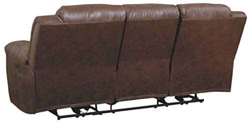 Signature Design by Ashley Stoneland Faux Leather Manual Pull Tab Reclining Sofa, Dark Brown