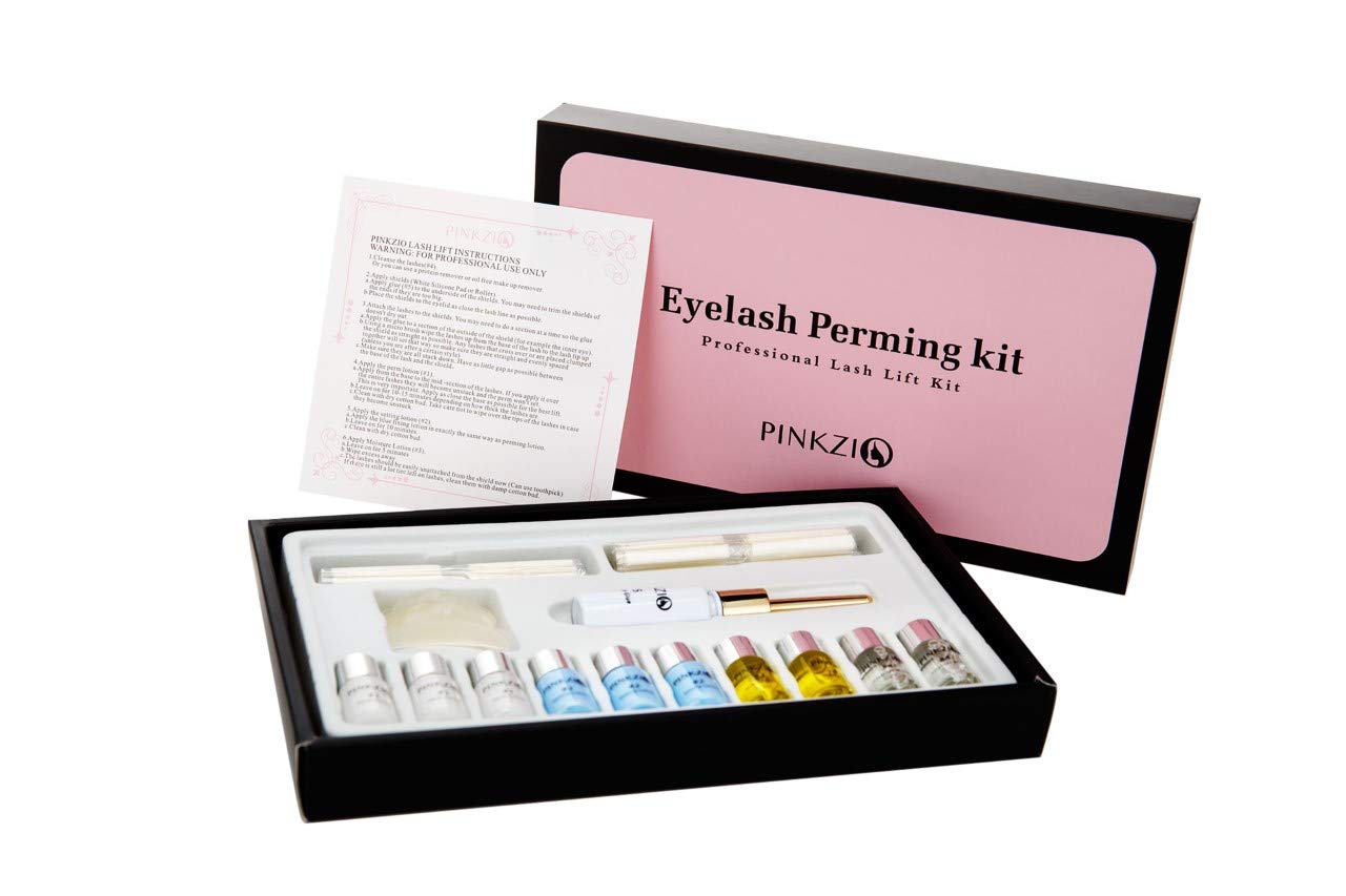 PINKZIO Lash Lift Kit, Professional Eyelash Perm Kit, Safe Perming Wave, Semi-Permanent Lash Curling for Salon