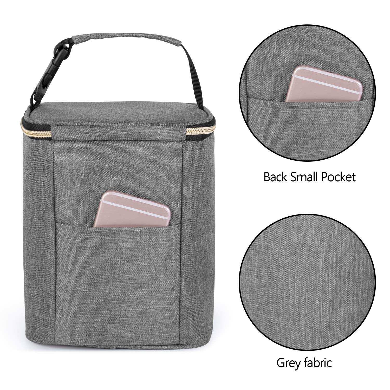 Teamoy Breastmilk Cooler Bag, Baby Bottles Bag for up to 4 Large 9 Ounce Bottles, Perfect for Working Mom Mother, (Bag ONLY), Gray